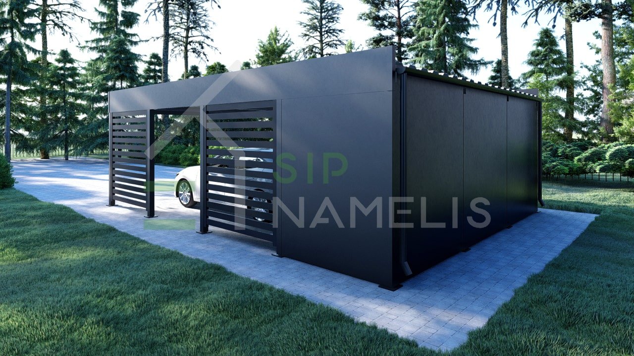 Double Carport Elsdon 6x6m + Storage, 44m² | SipHouse.ie